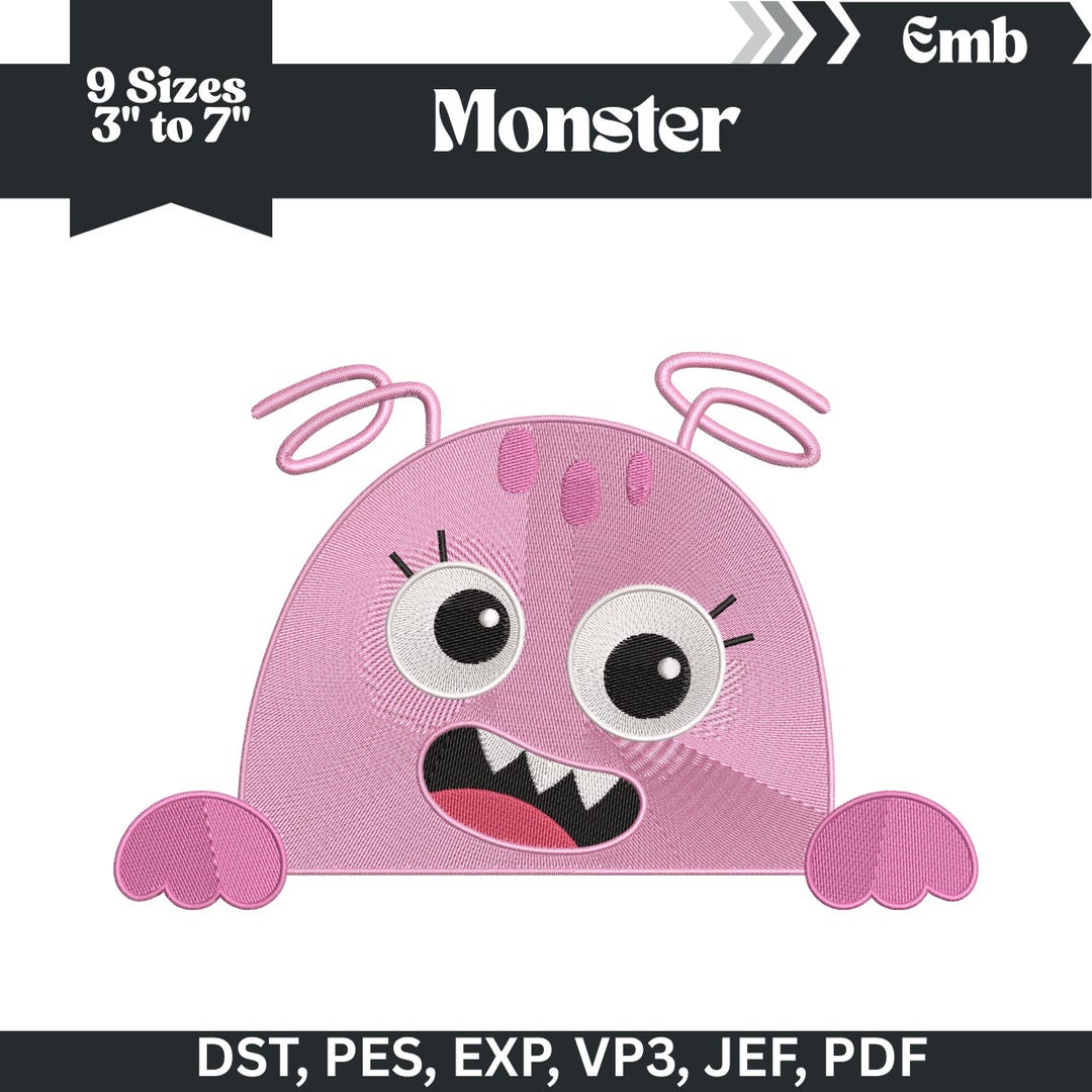Monster Embroidery Pattern, Kids Monster Machine Embroidery File ...