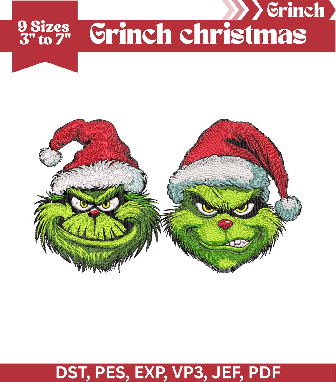 Grinch Christmas Embroidery Design, Machine Embroidery Files (instant ...
