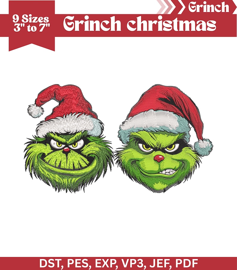 Grinch Christmas Embroidery Design, Machine Embroidery Files (instant ...