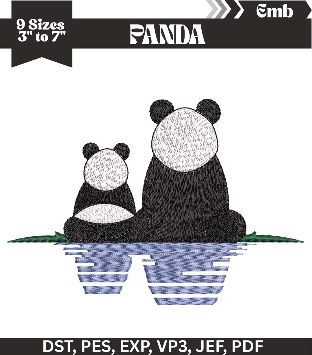 Cute Baby Panda Embroidery Pattern, Digital Machine Embroidery Design ...