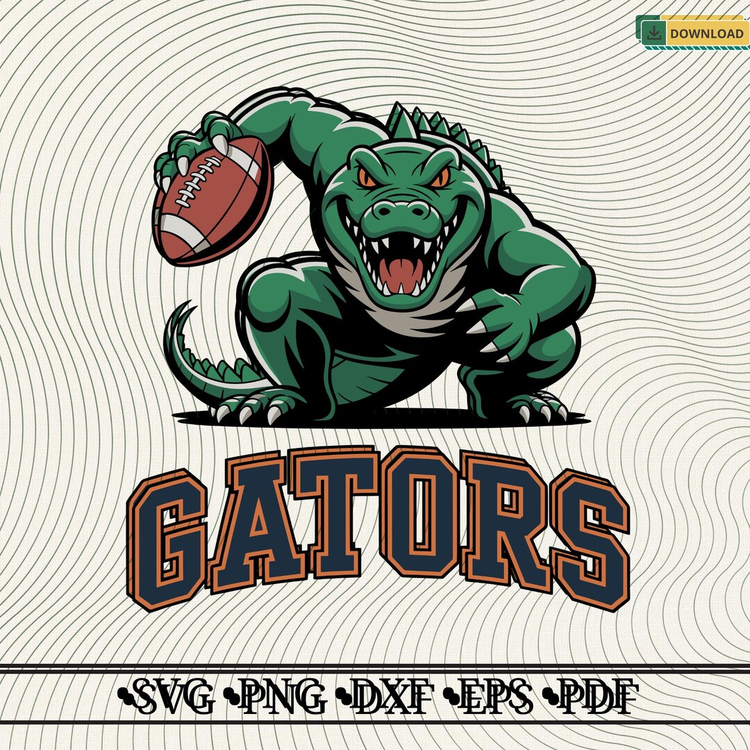 Gators Football Svg, Sports Mascot Clipart, Aggressive Gator Design for ...
