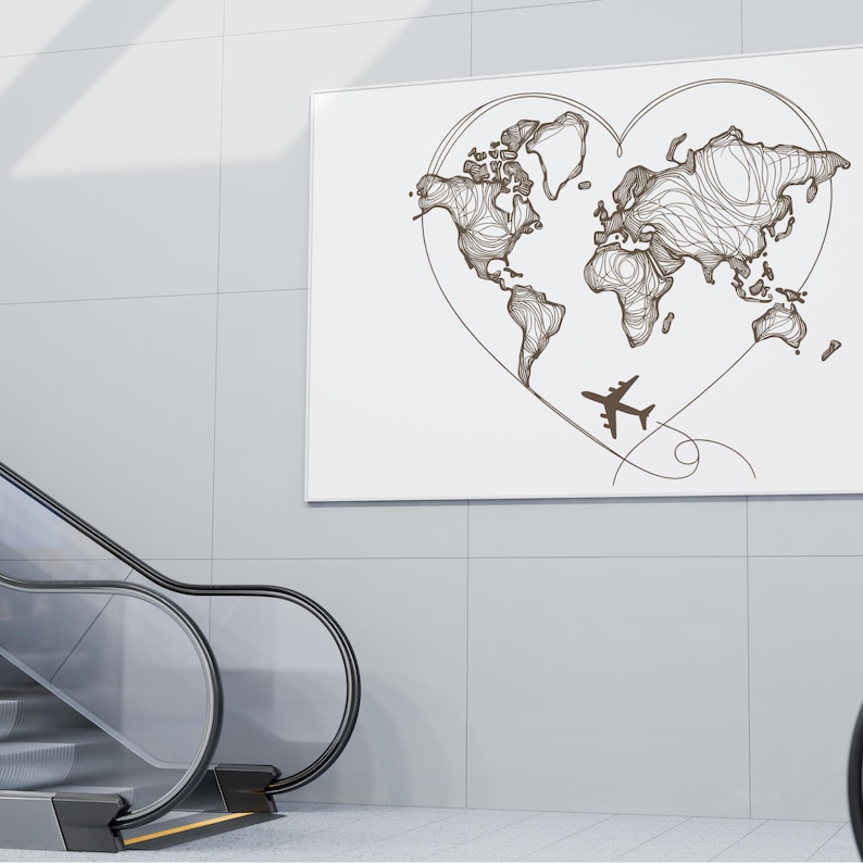 Weltkarte Herz Flugzeug svg Design - Reise svg png dxf eps pdf ...