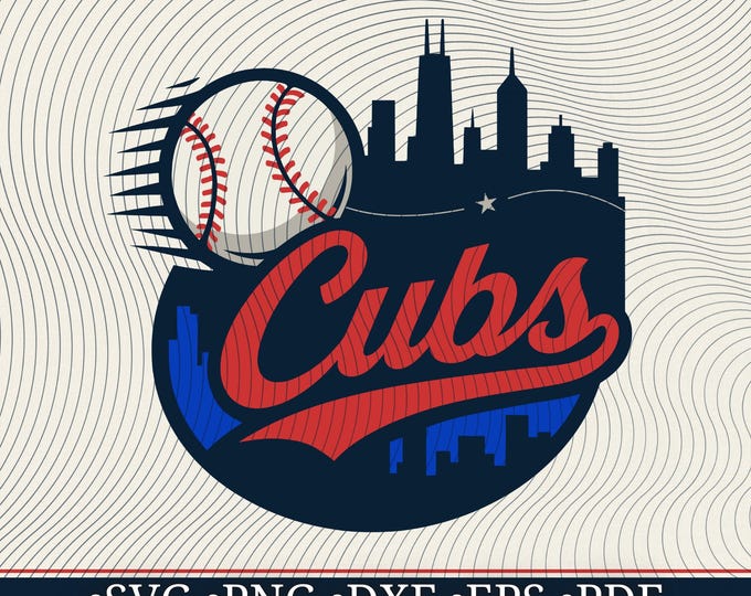 Cubs Baseball SVG, Cubs Clipart, Chicago Skyline Png,dxf,eps,pdf Vector ...
