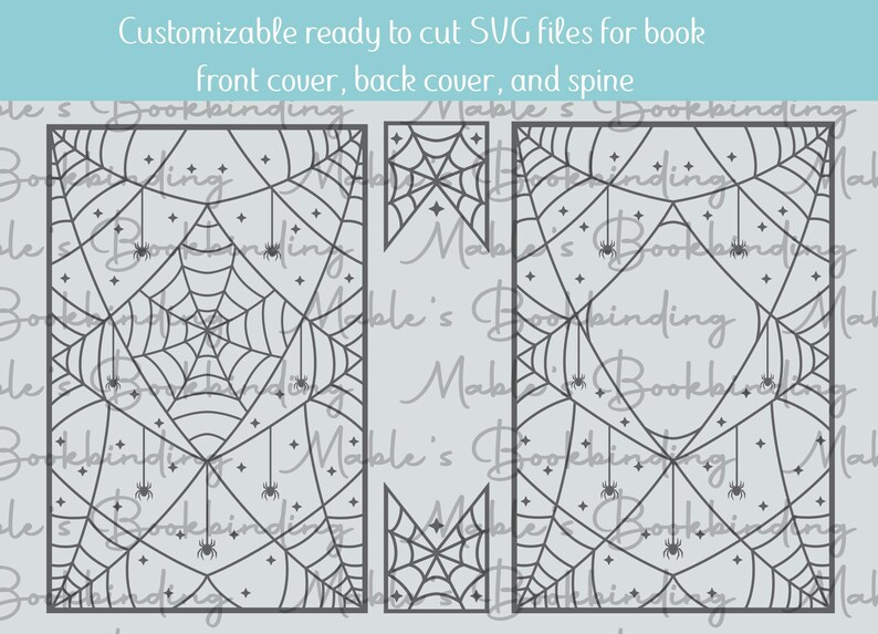 Book Cover, Spine, and Back SVG - Spider Web - Customizable Bookbinding ...