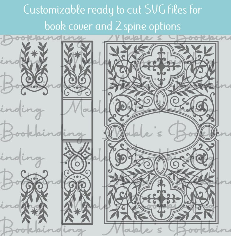 Vintage Gothic Book Cover and Spine Design - Customizable Bookbinding ...