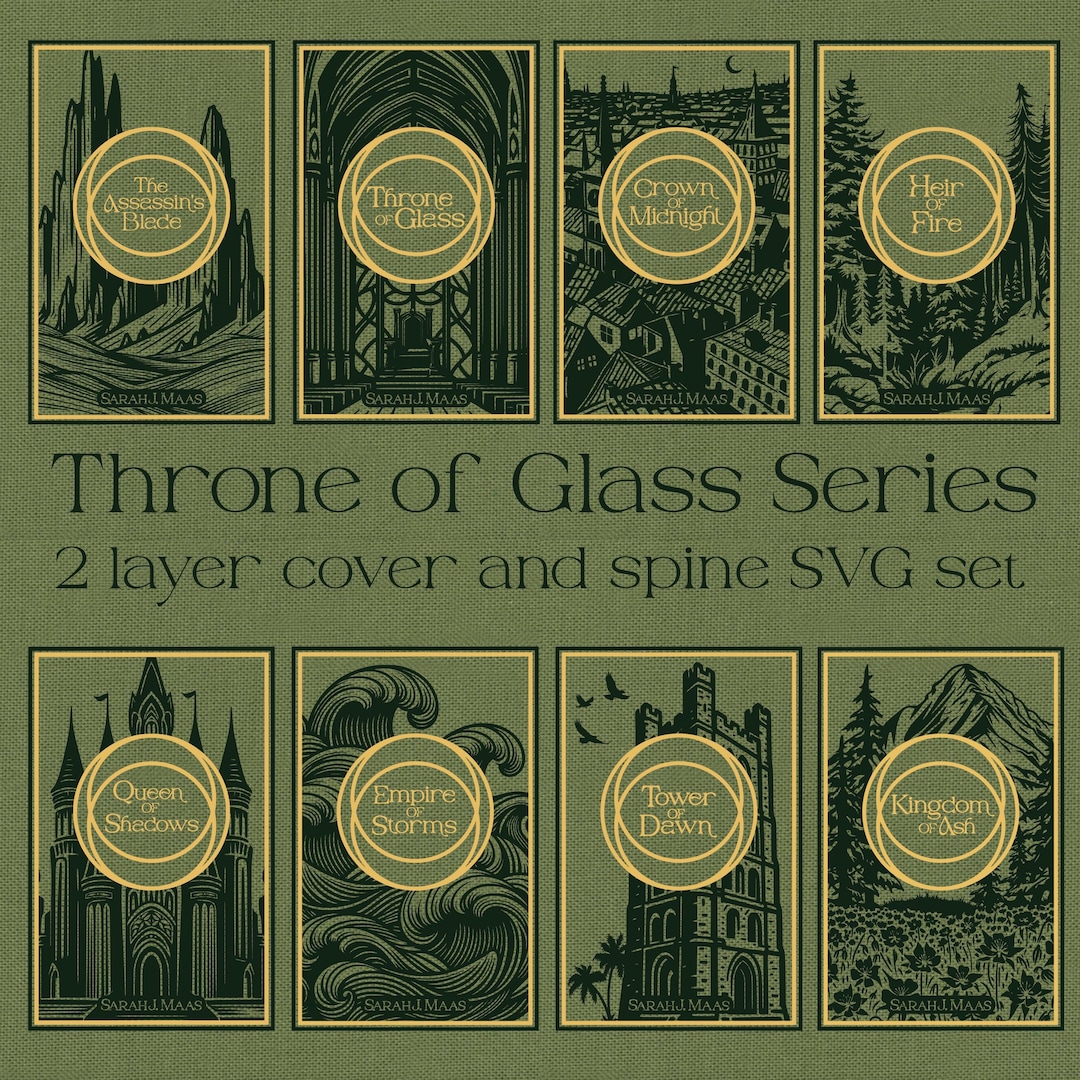 Throne of Glass Full Series Book Cover SVG Designs - Bookbinding ...