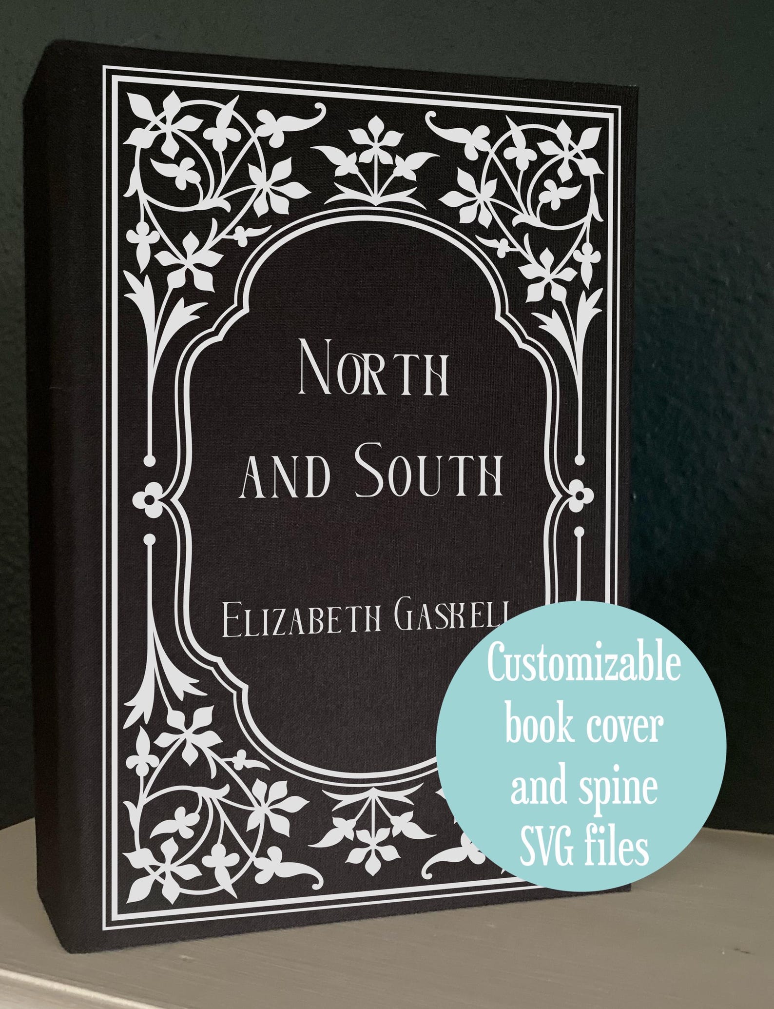 Book Cover and Spine SVG - Vintage Style Customizable Bookbinding ...