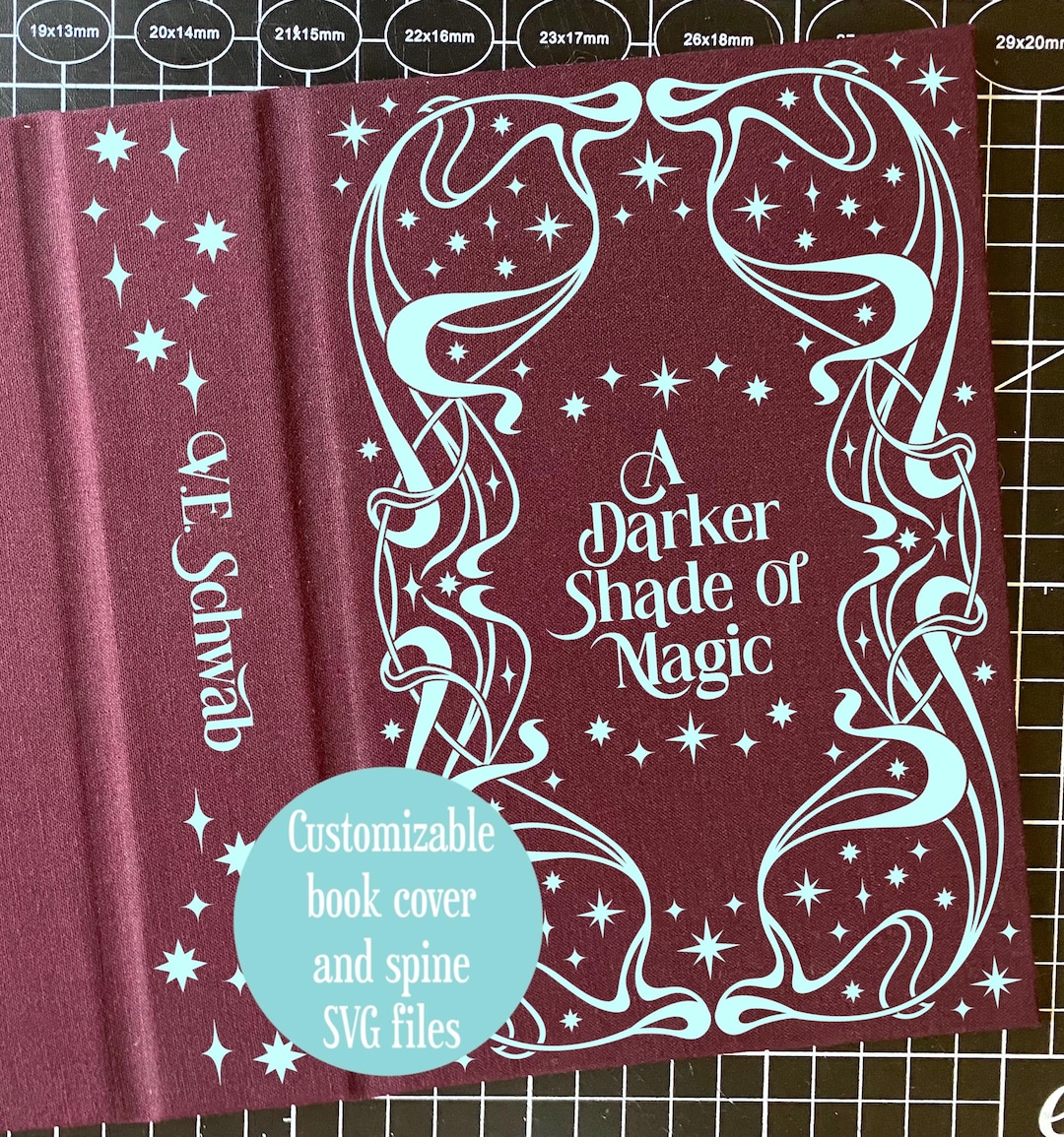 Book Cover and Spine SVG - Shadows and Stars - Customizable Bookbinding ...