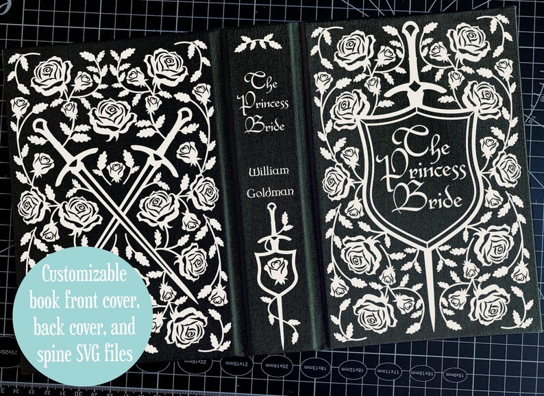 Book Cover and Spine SVG - Sword and Shield - Customizable Bookbinding ...
