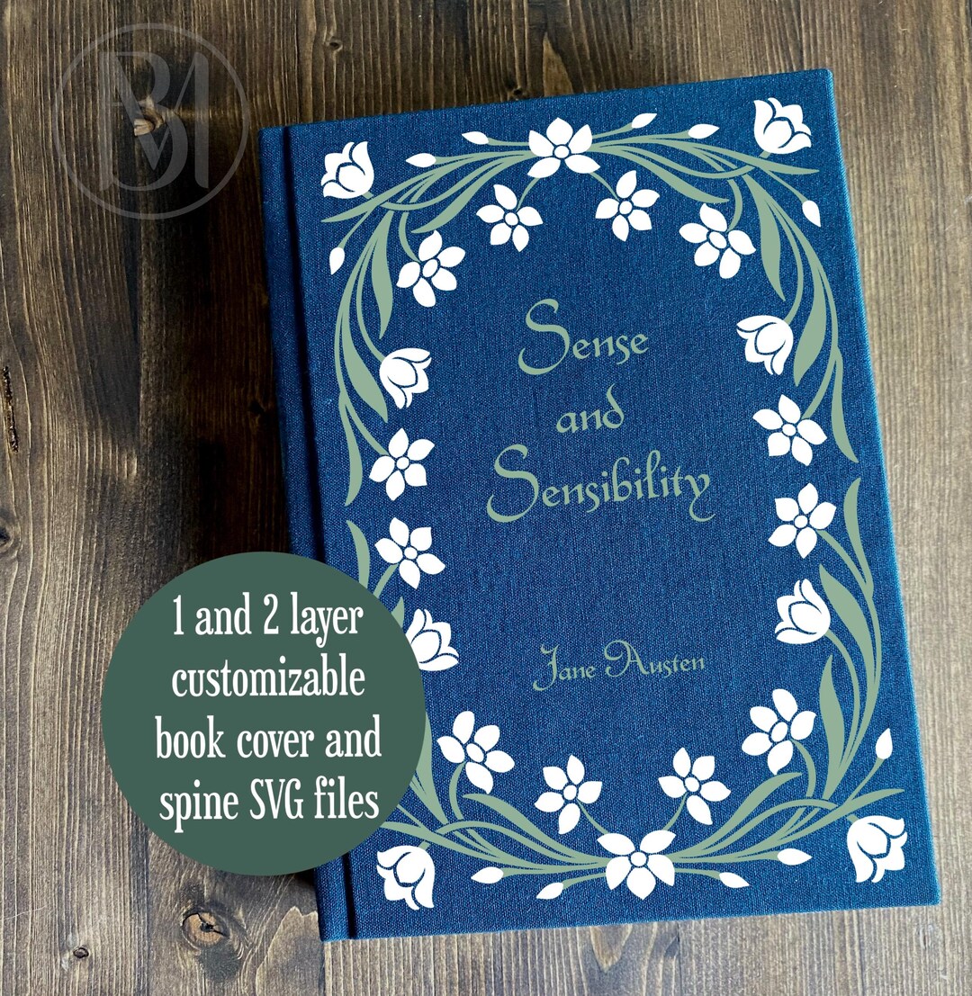 Book Cover and Spine SVG - Floral Customizable Bookbinding Digital File ...