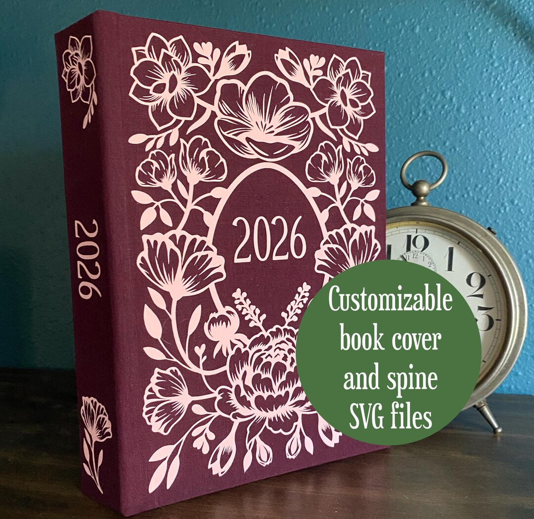 Floral Book Cover and Spine Design - Customizable Bookbinding Digital ...