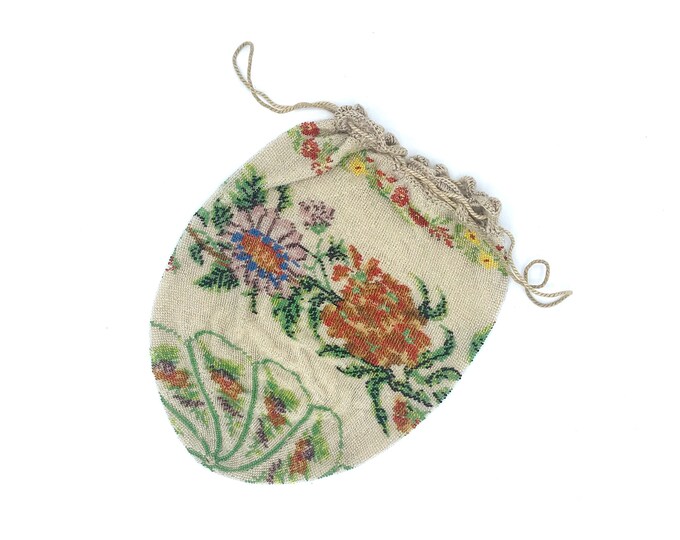 Antique 1910s 1920s Micro-beaded Reticule Purse, Floral Evening Bag ...