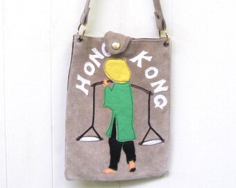 Suede patchwork bag | Etsy