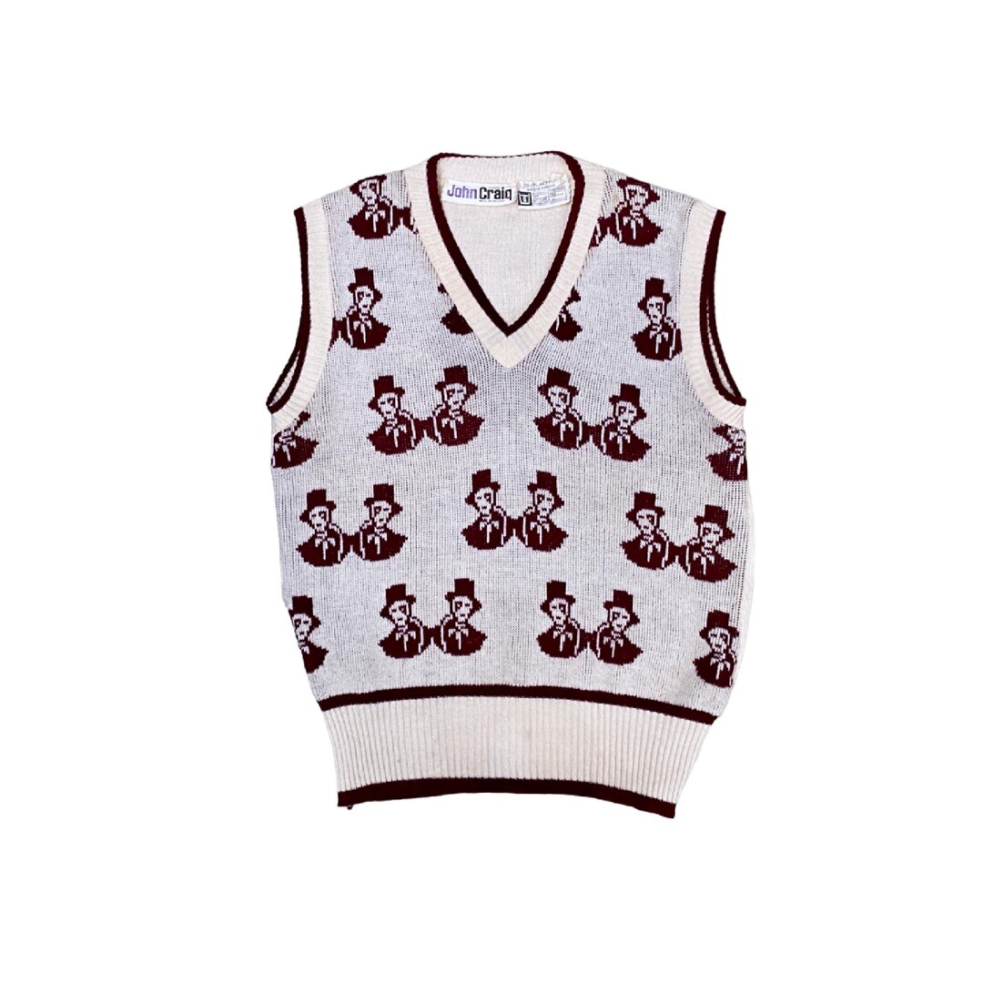 Vintage 1970s Novelty Knit Vest, 70s John Craig London, UK Designer ...