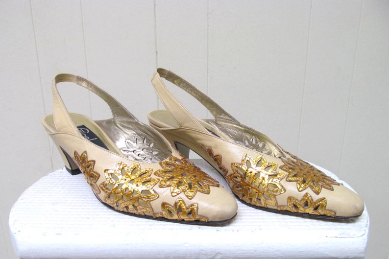 Vintage 1980s Shoes Slingback Shoes 80s Buttercream Leather - Etsy