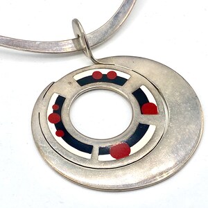 Vintage 1980s Silver Metal and Enamel Collar Necklace, 80s Modernist ...