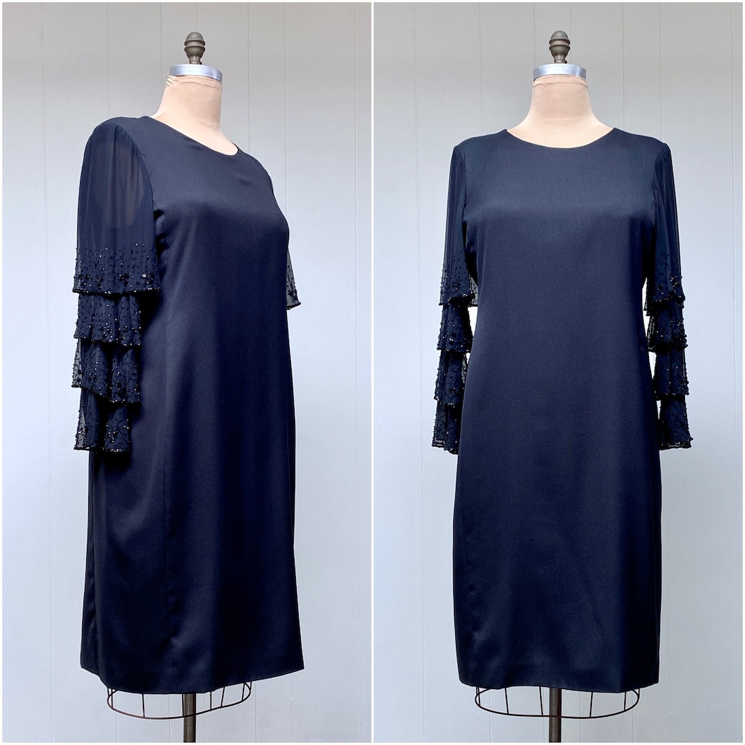 Vintage 1980s Volup Jack Bryan Black Crepe Party Dress, 80s Princess ...