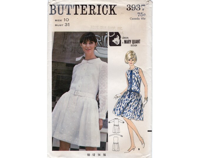Vintage 1960s Butterick Sewing Pattern 3937, A Mary Quant Design ...