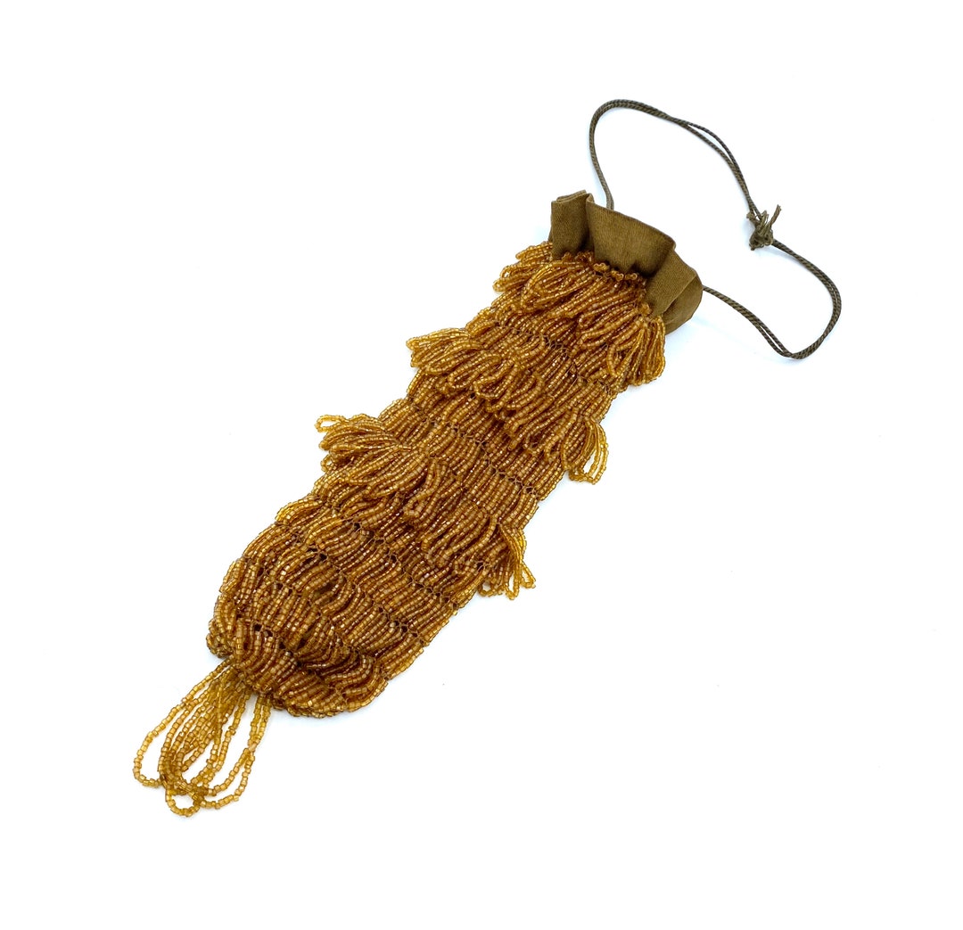 Antique 1920s Beaded Flapper Purse, Art Deco Drawstring Evening Bag ...