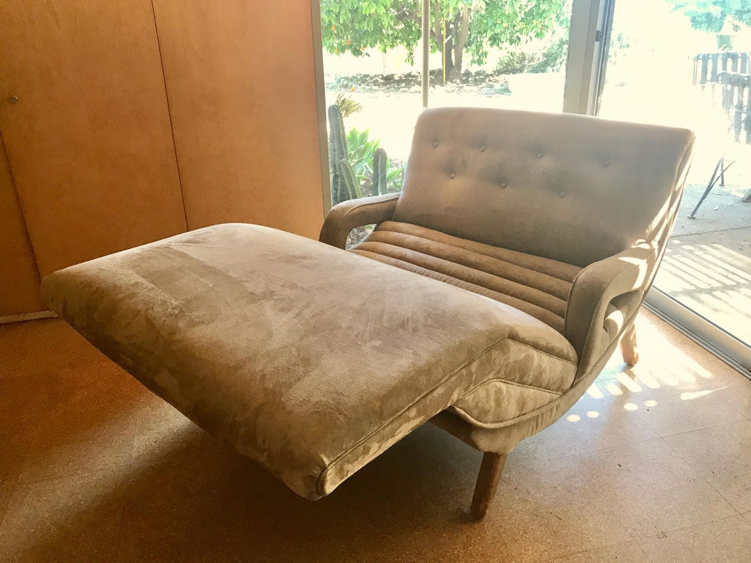 Vintage 1950s Contoura Cuddler Loveseat, MCM Adjustable Ultrasuede ...