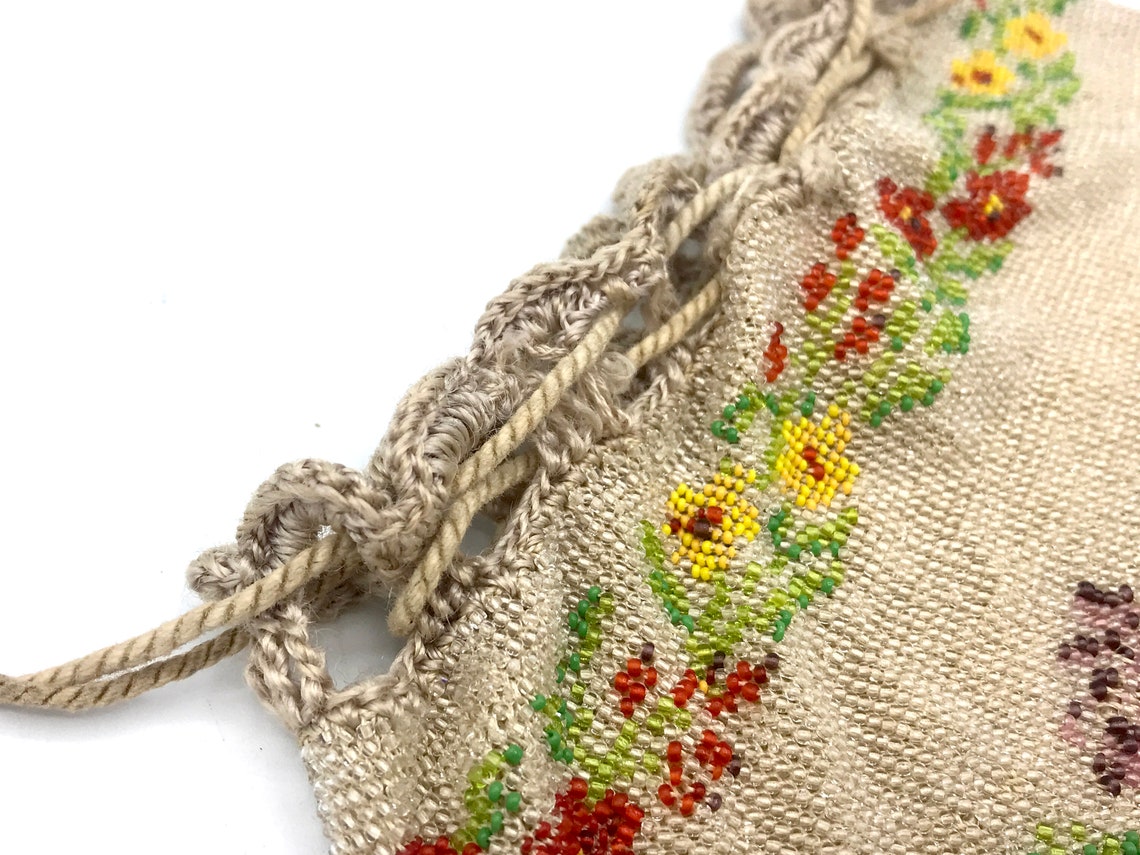 Antique 1910s 1920s Micro-beaded Reticule Purse Floral - Etsy