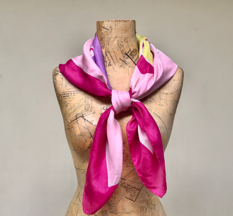 Vintage 1960s Abstract Silk Scarf Bright Mid-century Mod - Etsy