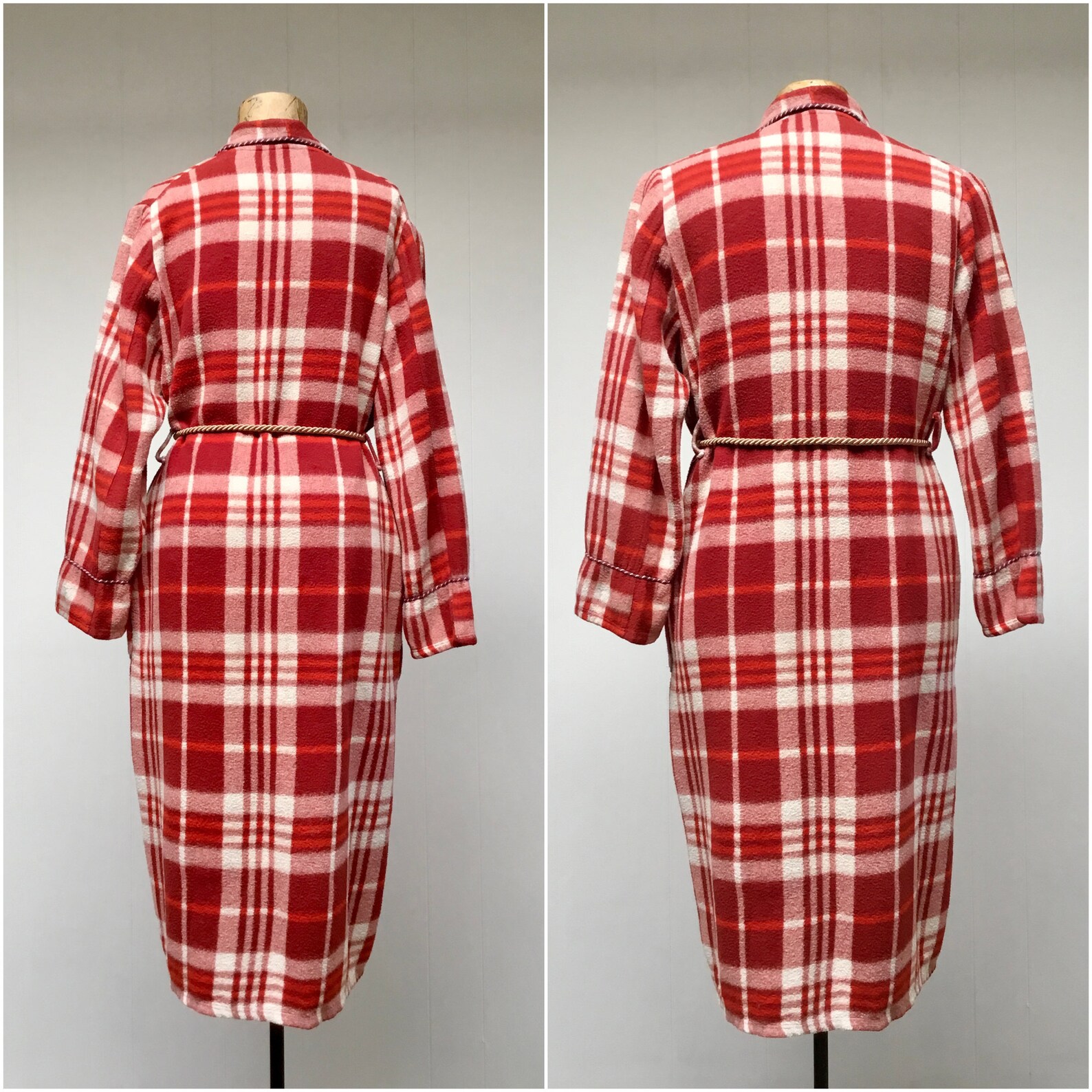 1950s Vintage Beacon Unisex Robe 50s Red Plaid Shawl Collar | Etsy