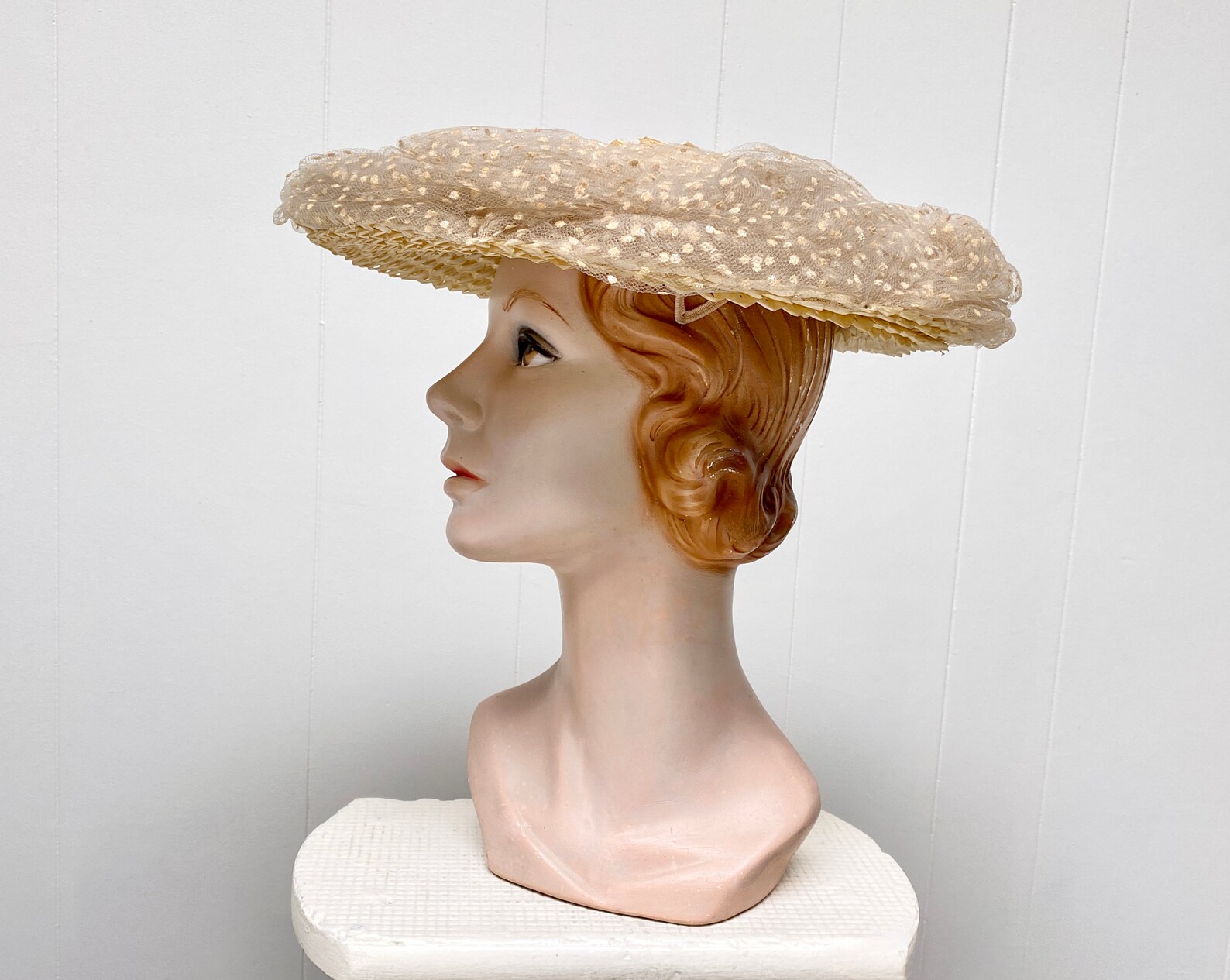 Vintage 1950s Ivory Cello Straw Platter Hat New Look - Etsy