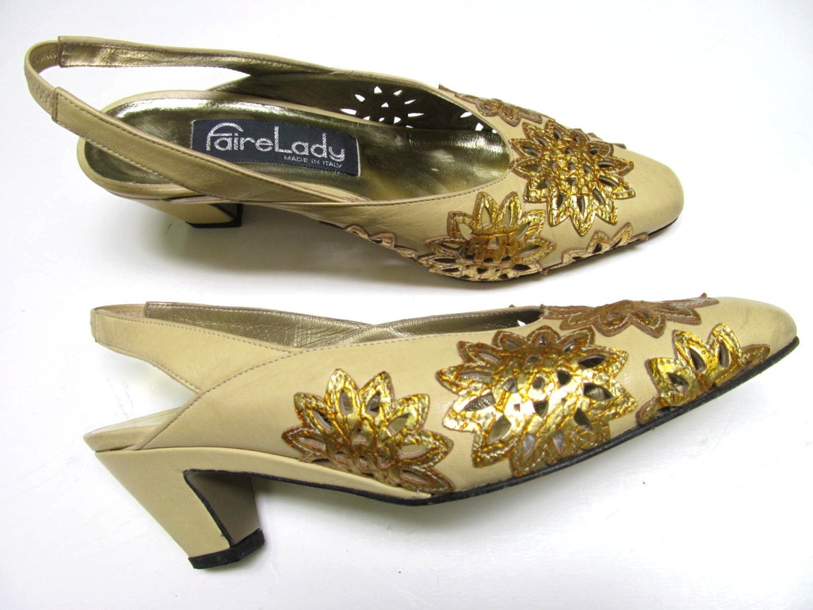 Vintage 1980s Shoes Slingback Shoes 80s Buttercream Leather - Etsy