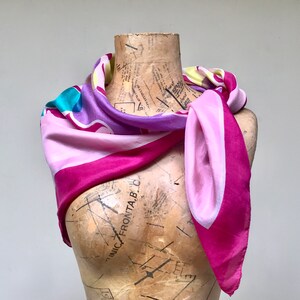 Vintage 1960s Abstract Silk Scarf, Bright Mid-century Mod Accessory ...