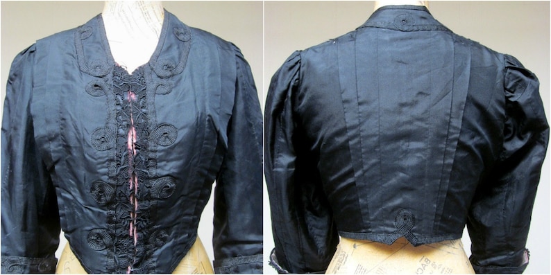 Antique Victorian Bodice 1880s Silk Taffeta Gothic Mourning | Etsy