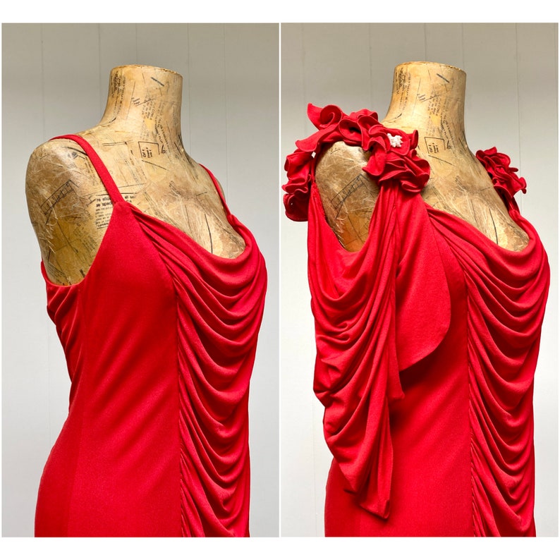 Vintage 1970s Holly's Harp Crimson Jersey Maxi Dress | Etsy