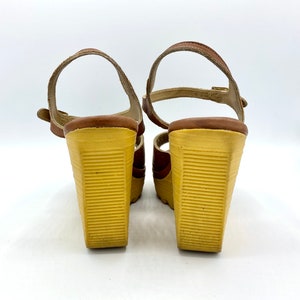 Vintage 1970s Yo Yo's Wedgies, 70s Red Leather Ankle Strap Sandals ...