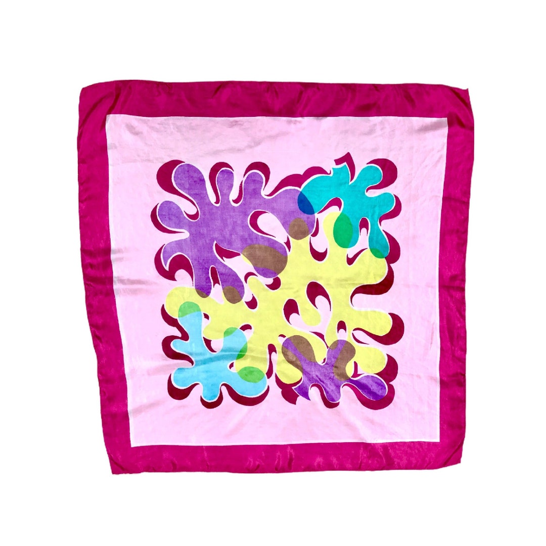 Vintage 1960s Abstract Silk Scarf, Bright Mid-century Mod Accessory ...