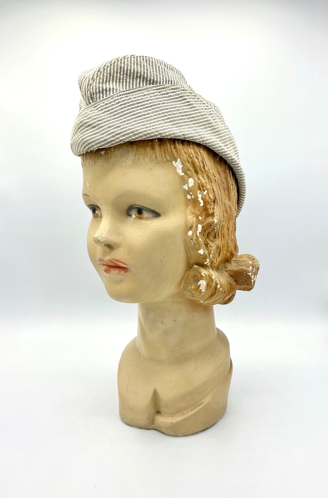 Vintage 1940s Wwll W.A.V.E.S Seersucker Garrison Cap, Women's US Navy ...