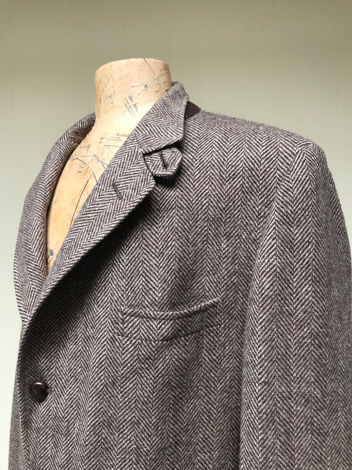 Vintage 1980s Brown Wool Herringbone Sport Coat 80s | Etsy