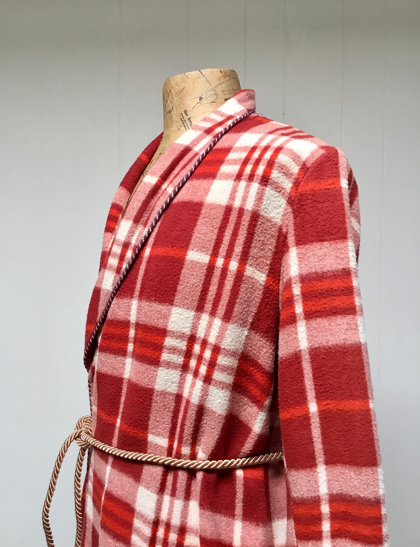 1950s Vintage Beacon Unisex Robe 50s Red Plaid Shawl Collar | Etsy