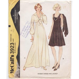 Vintage 1973 Mccall's Sewing Pattern 3923, Misses' Dress in 2 Lengths ...