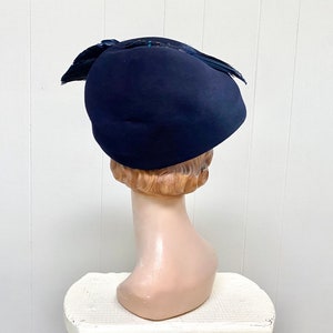 Vintage 1940s 1950s Navy Wool Hat W/multi-colored Rhinestones and ...