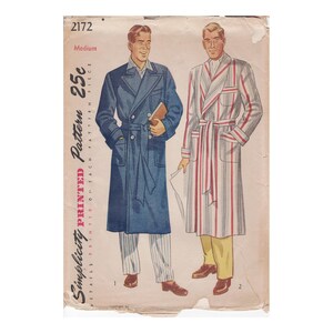 Vintage 1947 Simplicity Sewing Pattern 2172, Men's Robe in Two Styles ...