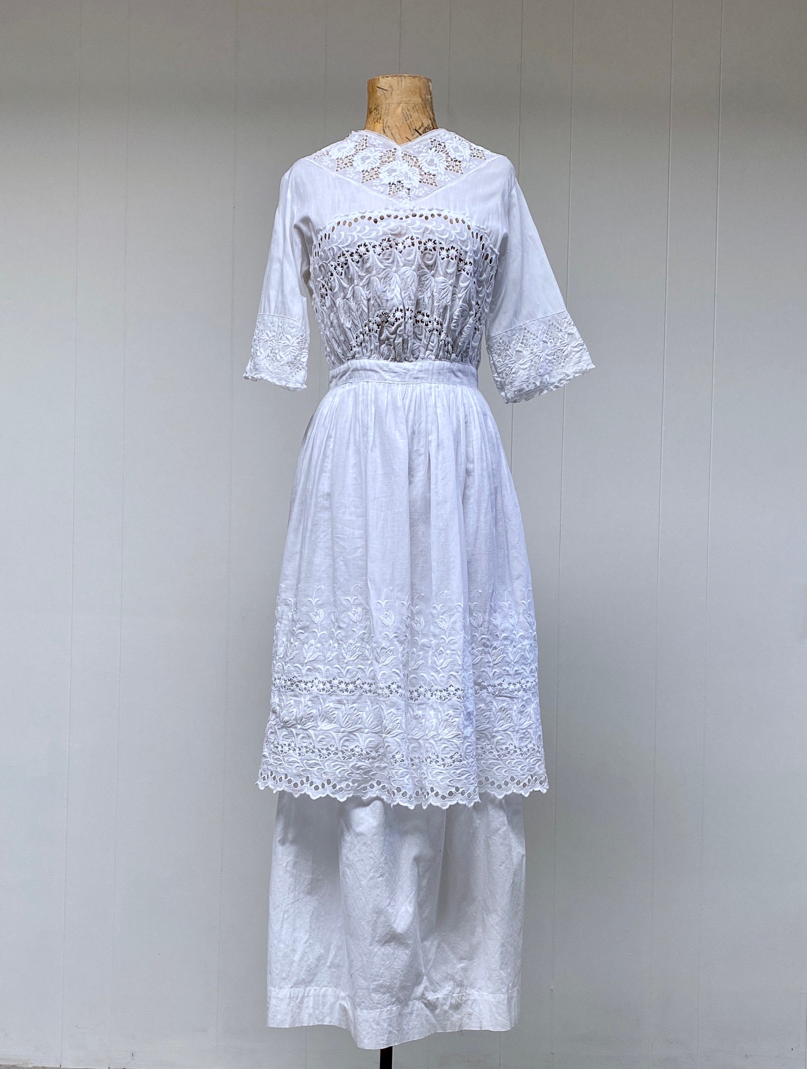 Antique Edwardian Tea Dress 1910s Cotton Lace Garden Party - Etsy