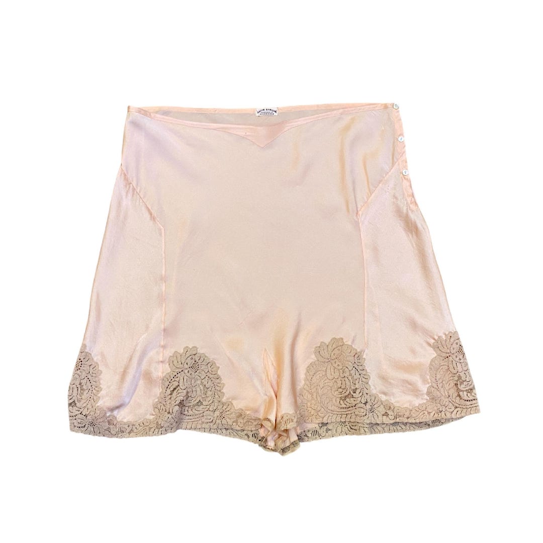 Vintage 1930s-1940s Satin Dasché Tap Pants, Washable Peach Rayon/lace ...