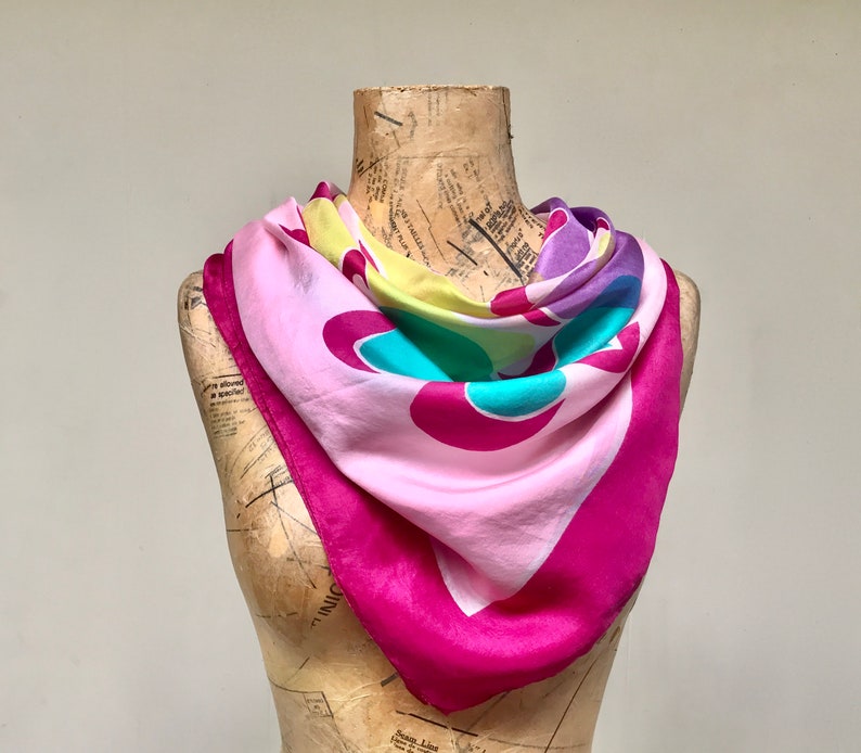 Vintage 1960s Abstract Silk Scarf Bright Mid-century Mod - Etsy