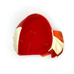 Vintage 1950s Sculptural Satin Skull Cap, Red and White New Look ...