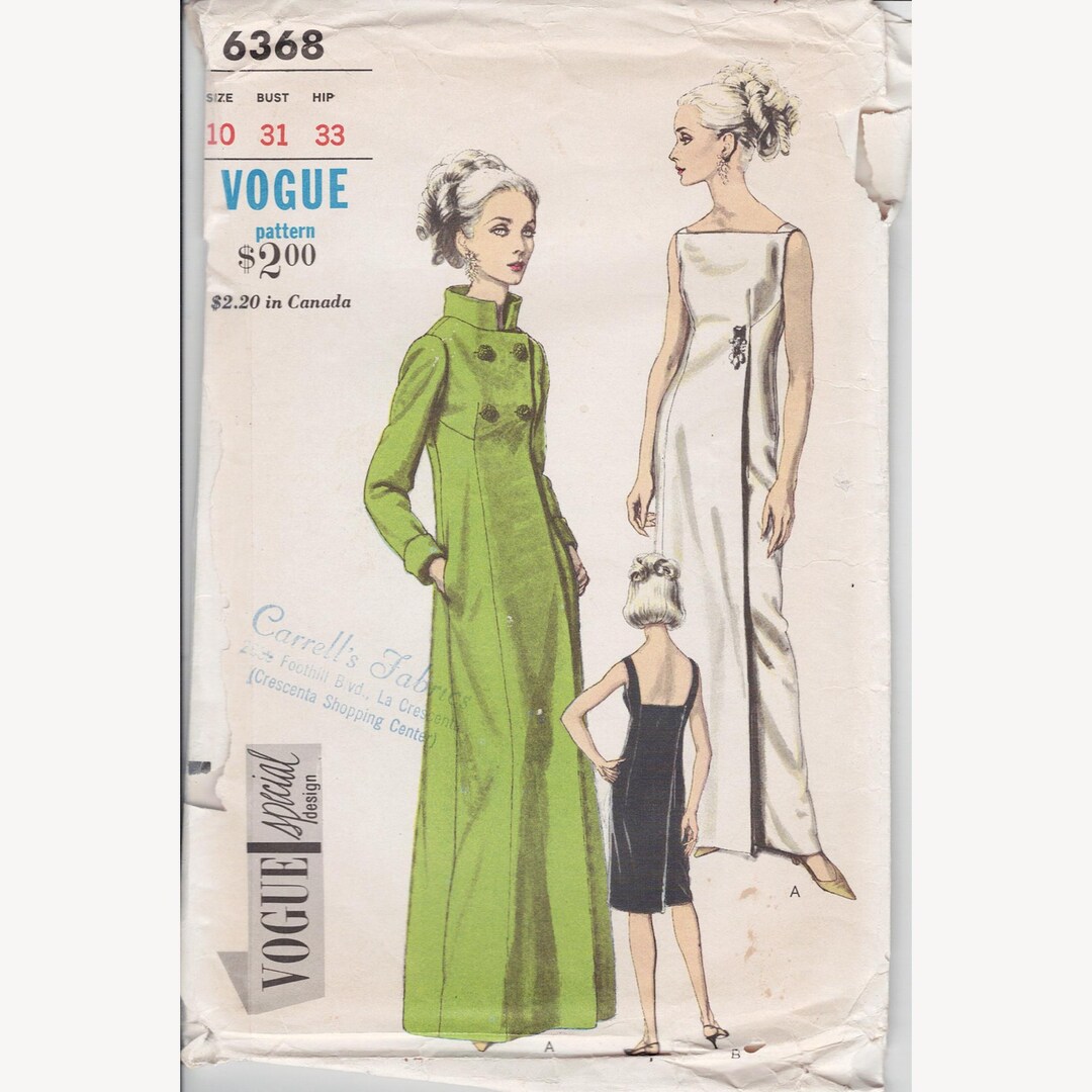 Vintage 1960s Vogue Special Design Sewing Pattern 6368, Sleek Mod ...