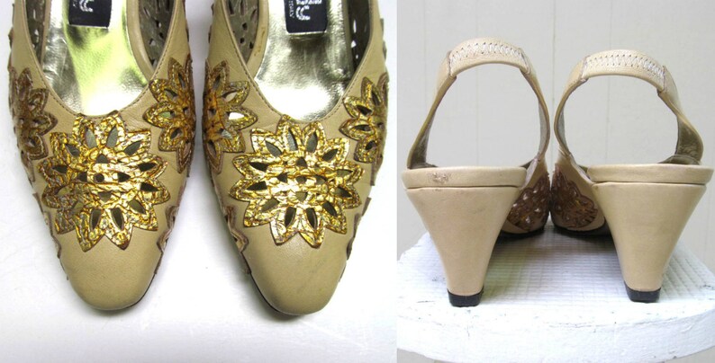 Vintage 1980s Shoes Slingback Shoes 80s Buttercream Leather - Etsy