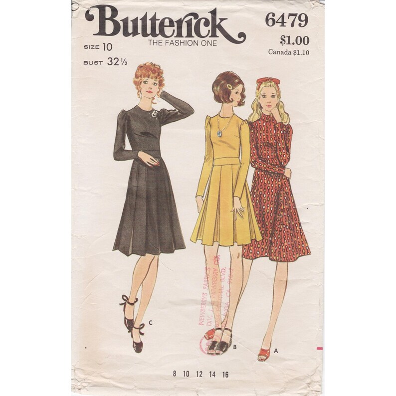 Vintage 1971 Butterick Sewing Pattern 6479, Misses' Dress VFG - Etsy Canada