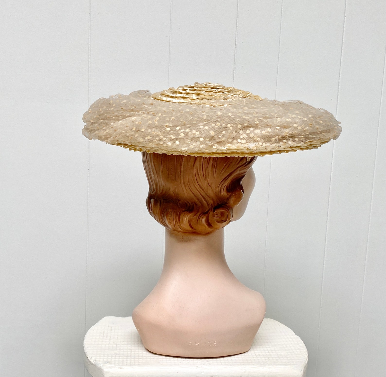 Vintage 1950s Ivory Cello Straw Platter Hat New Look - Etsy