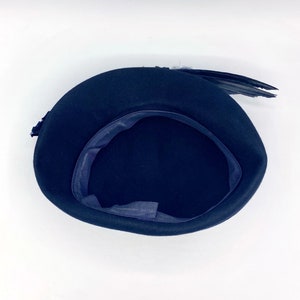 Vintage 1940s 1950s Navy Wool Hat W/multi-colored Rhinestones and ...