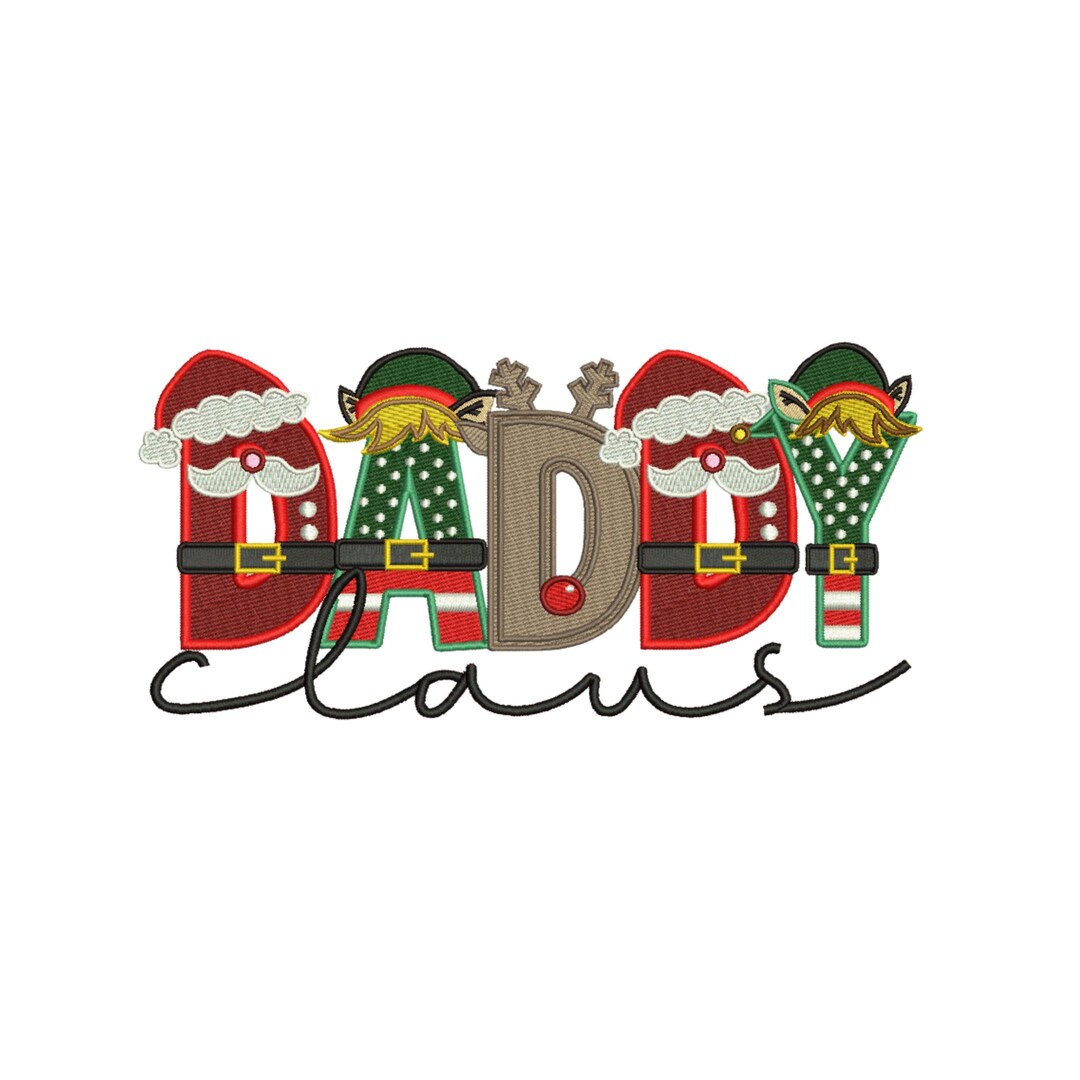 Daddy Claus Embroidery Design, Merry Christmas Embroidery File, Instant ...